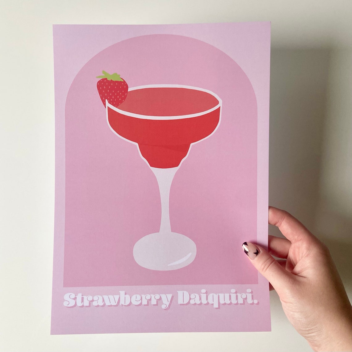 Strawberry Daiquiri Cocktail Print | Graphic Print, Gift, Gallery Wall ...