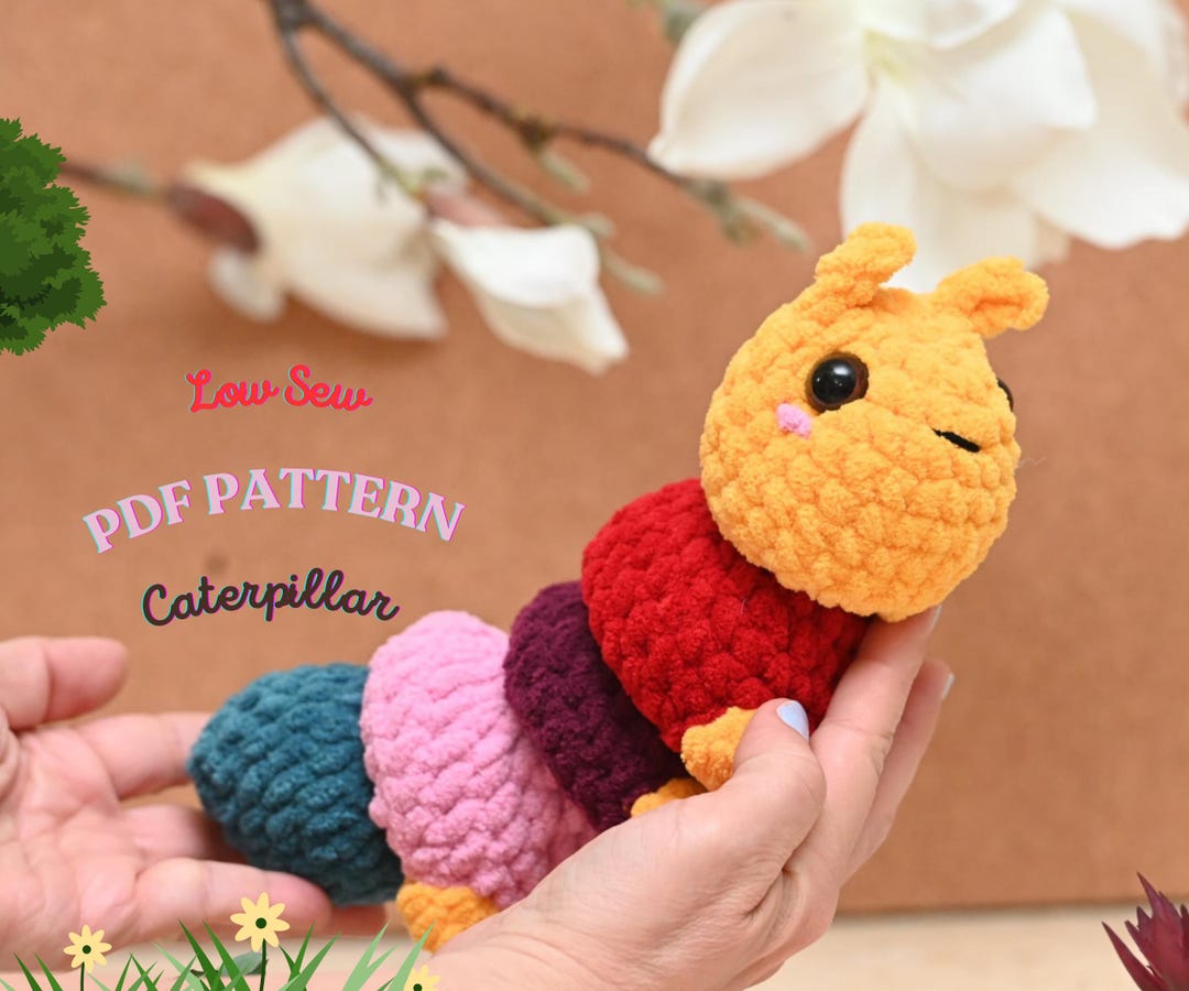Caterpillar Low Sew Crochet Pattern, Caterpillar Crochet Pattern, Low Sew Amigurumi Crochet ...