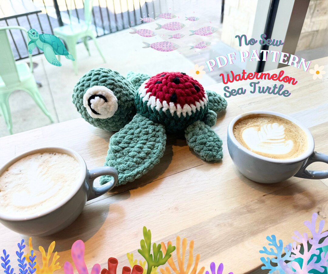 Watermelon Turtle Crochet Pattern: Easy No-sew Amigurumi (PDF Pattern ...