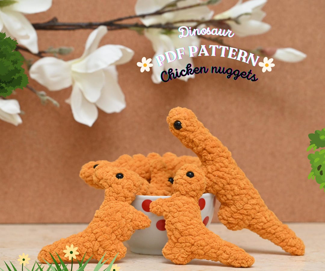 Dinosaur Chicken Nuggets Crochet Pattern: Food Amigurumi (PDF Pattern ...
