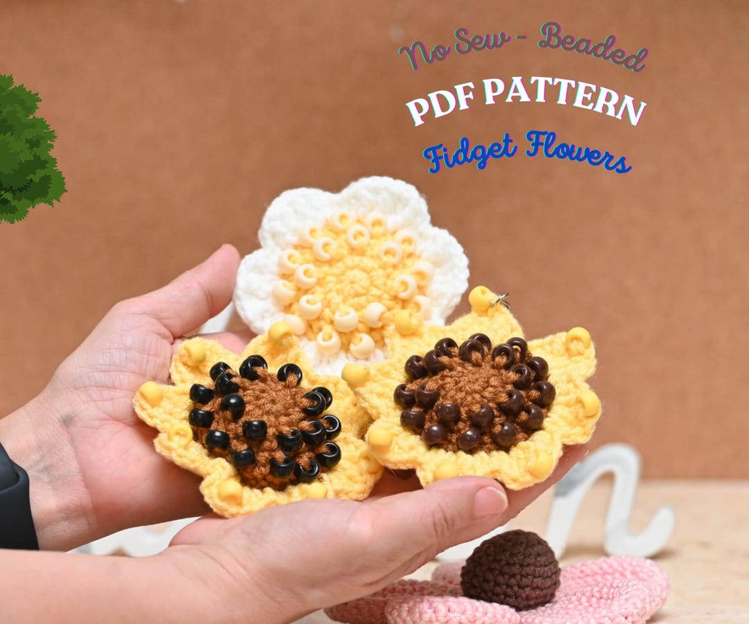 Beaded Fidget Flower Crochet Pattern: Sunflower Keychain (PDF Pattern ...