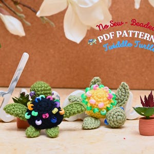 Beaded Fidget Turtle No Sew Crochet Pattern, Turtle Keychain Crochet ...