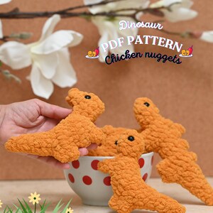 Dinosaur Chicken Nuggets Crochet Pattern: Food Amigurumi (PDF Pattern ...