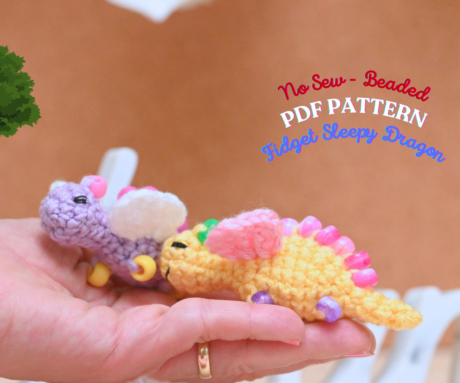 No Sew Beaded Fidget Dragon Crochet Pattern | Sensory ASMR Toy | PDF in ...