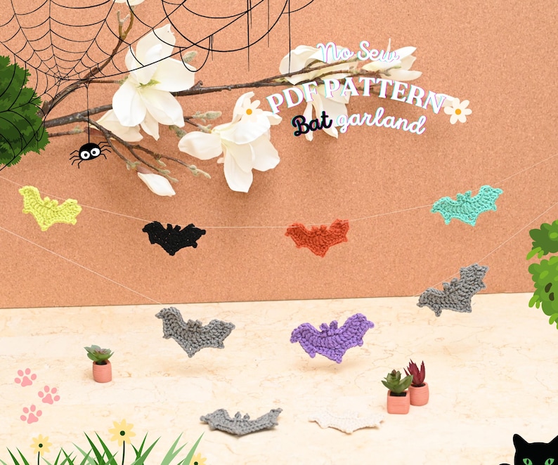 Bat Garland Crochet Pattern: No Sew Halloween Decor (PDF Pattern) - Etsy
