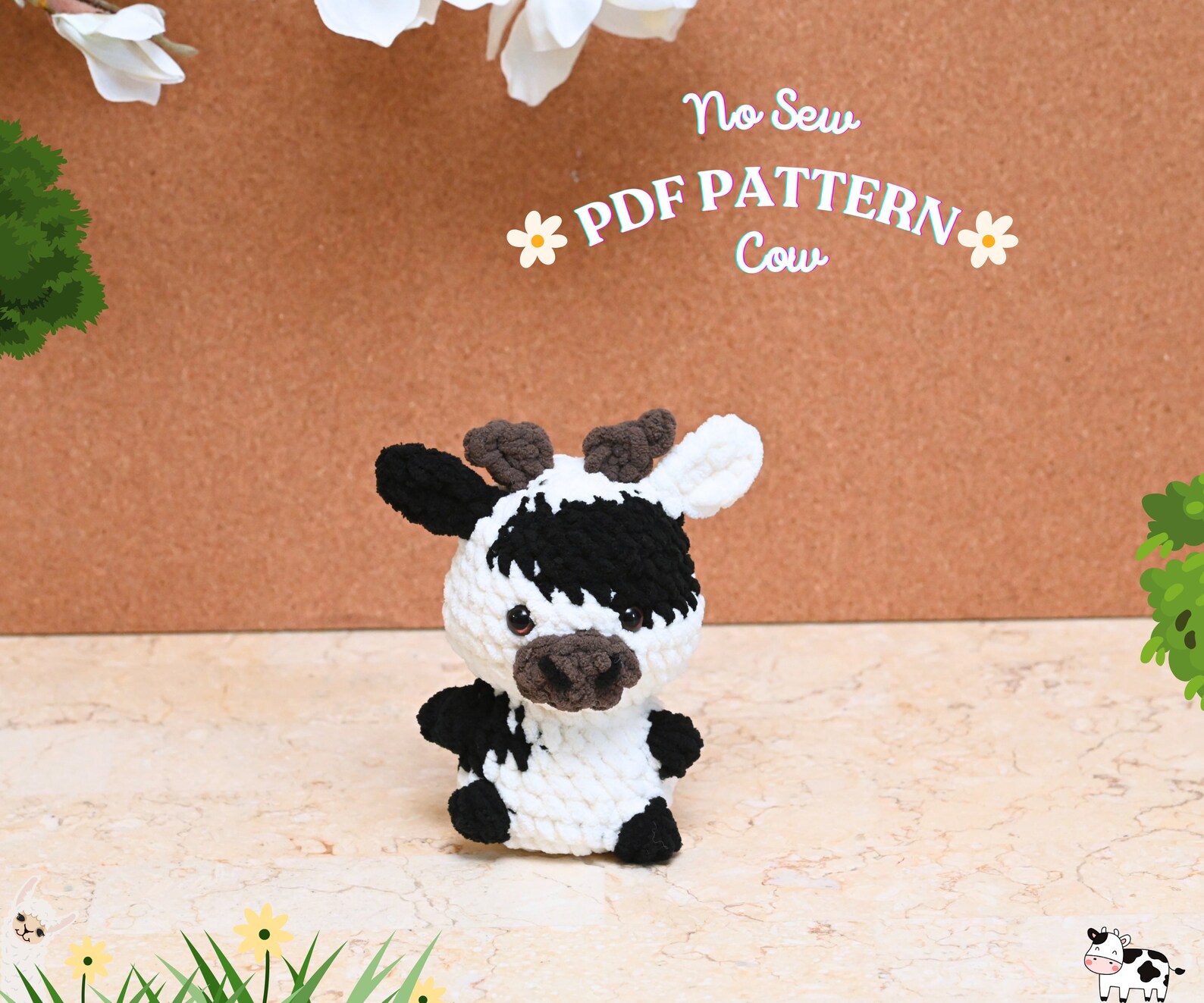 No Sew Crochet Cow Amigurumi Pattern (PDF) - Etsy