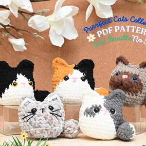5 in 1 Purrfect Cats Crochet Patterns, Crochet Plushies Pattern Bundle ...