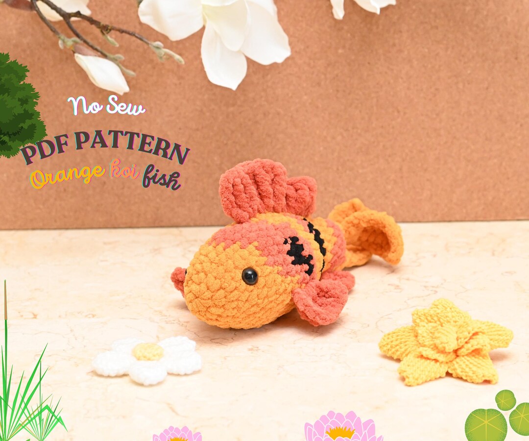 Orange Koi Fish No Sew Crochet Pattern, Fish Crochet Pattern, No Sew ...