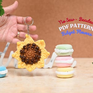 Beaded Fidget Flower Crochet Pattern: Sunflower Keychain (PDF Pattern ...