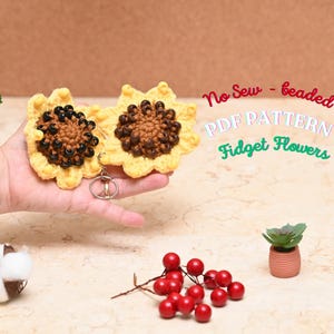 Beaded Fidget Flower Crochet Pattern: Sunflower Keychain (PDF Pattern ...