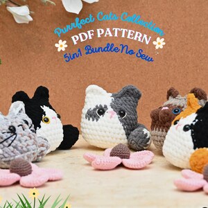 5 in 1 Purrfect Cats Crochet Patterns, Crochet Plushies Pattern Bundle ...