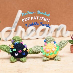 Beaded Fidget Turtle No Sew Crochet Pattern, Turtle Keychain Crochet ...