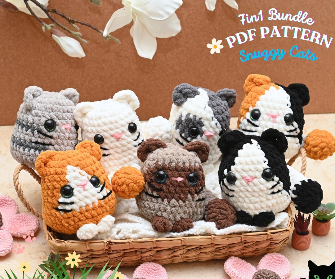 7in1 Snuggy Cat Crochet Pattern No Sew, No Sew Amigurumi Crochet ...