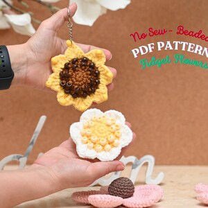 Beaded Fidget Flower Crochet Pattern: Sunflower Keychain (PDF Pattern ...