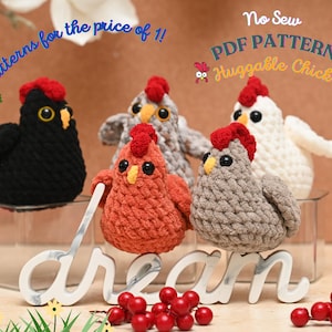 No Sew Crochet Chicken Plushie Pattern: Easy Amigurumi (2 in 1 PDF ...