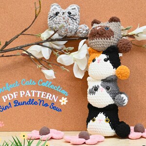 5 in 1 Purrfect Cats Crochet Patterns, Crochet Plushies Pattern Bundle ...