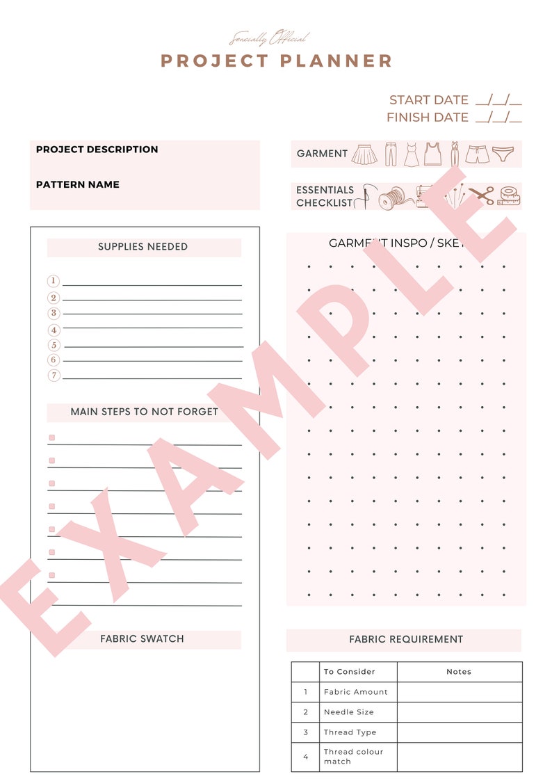 Printable / Digital SEWING PLANNER for BEGINNERS and Experts - Etsy