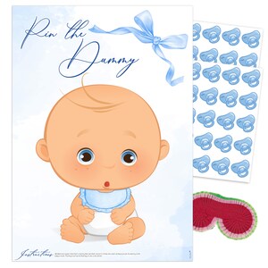 Baby Shower Game Pin the Dummy in Blue Bow Theme - Etsy UK