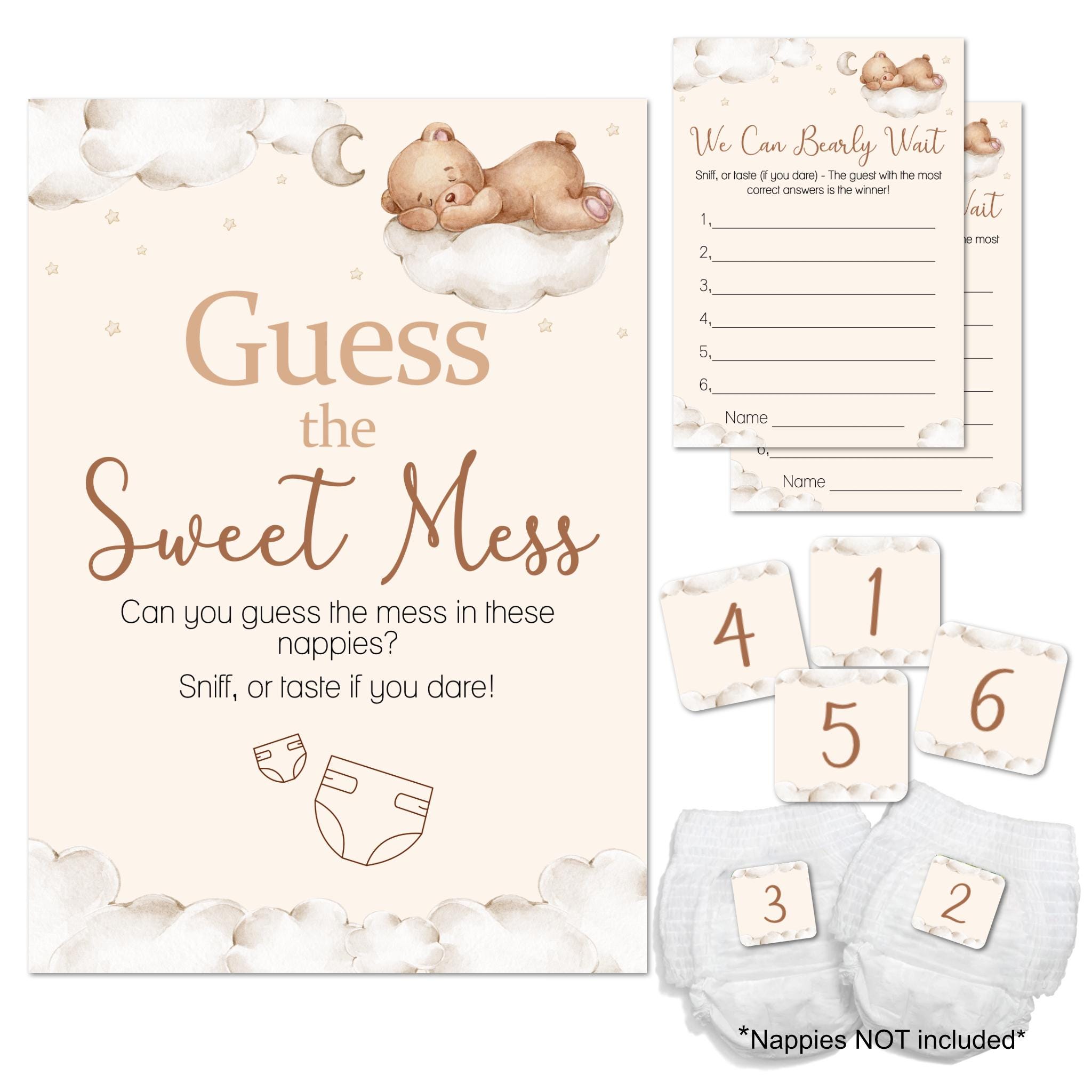 Baby Shower Game Guess the Sweet Mess in Teddy Bear Theme - Etsy UK