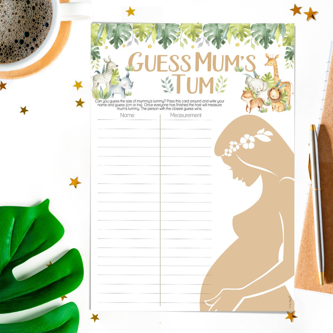 Baby Shower Game Guess Mums Tum in Safari Theme - Etsy