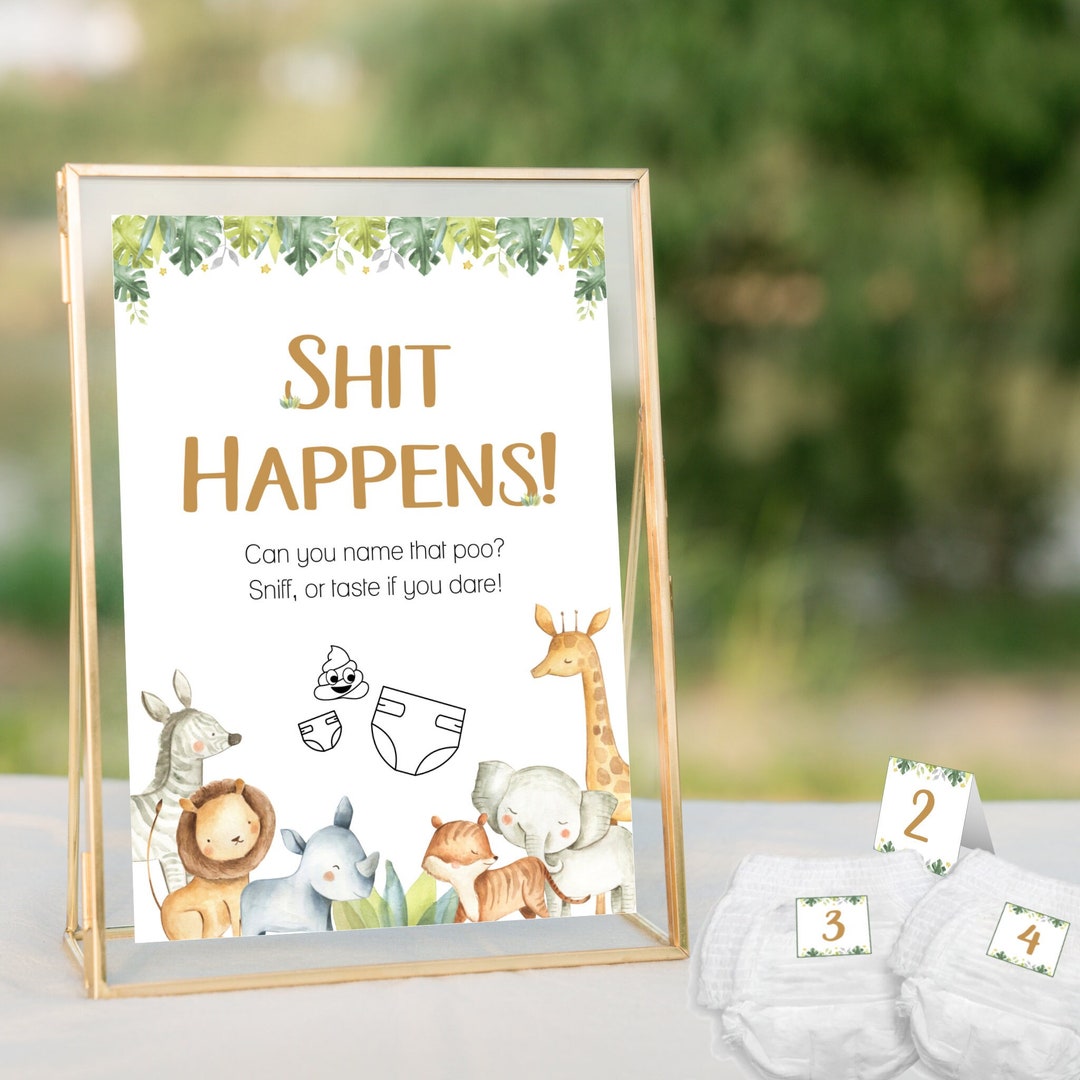 Safari Themed 'shit Happens' Baby Shower Game Aka Dirty Nappy Game - Etsy