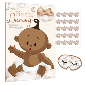 Baby Shower Game Pin the Dummy on the Baby, Ethnic Edition in Teddy ...