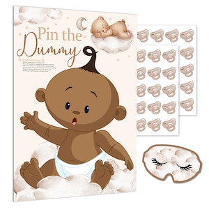 Baby Shower Game Pin the Dummy on the Baby, Ethnic Edition in Teddy ...