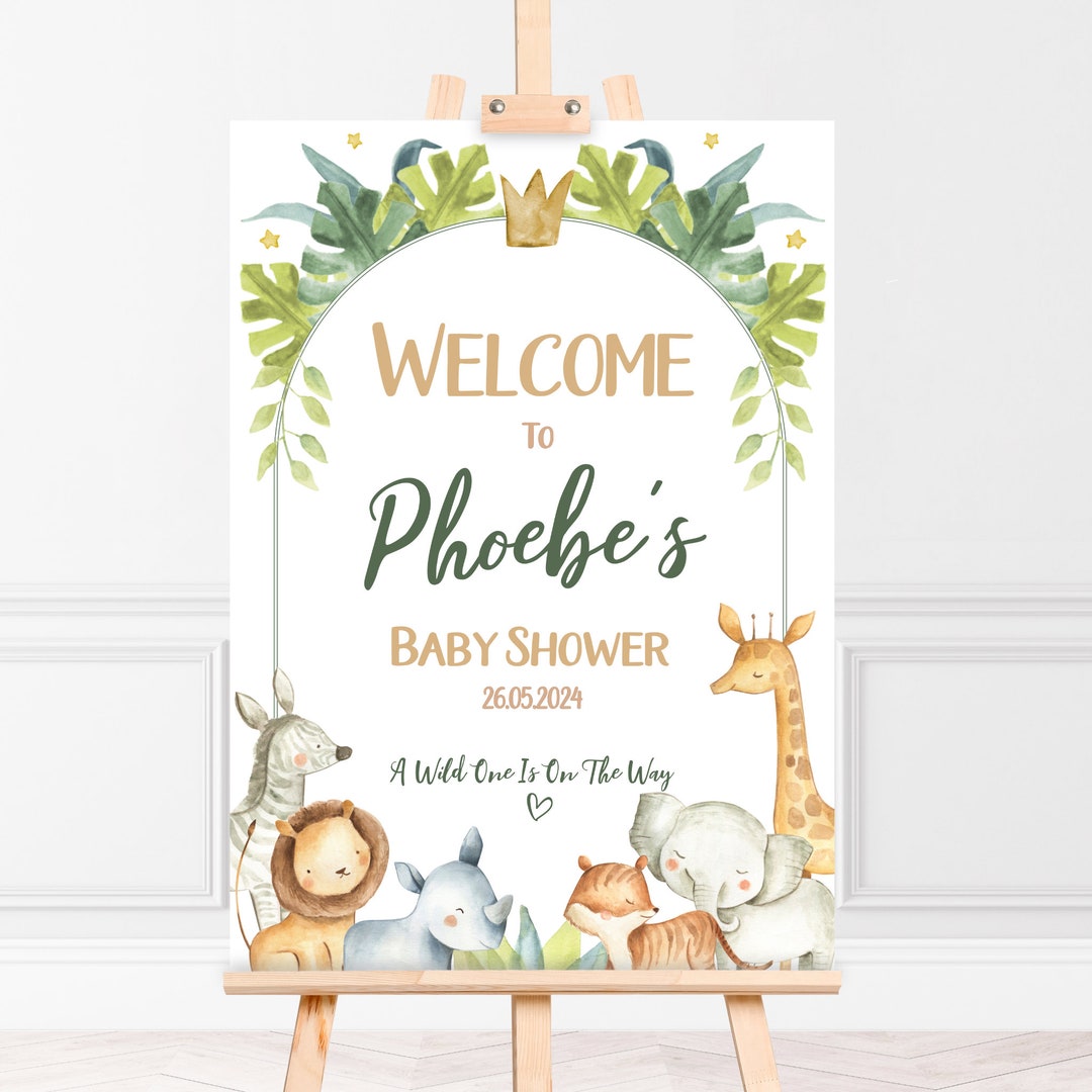 Personalised Baby Shower Safari Themed Welcome Sign - Etsy