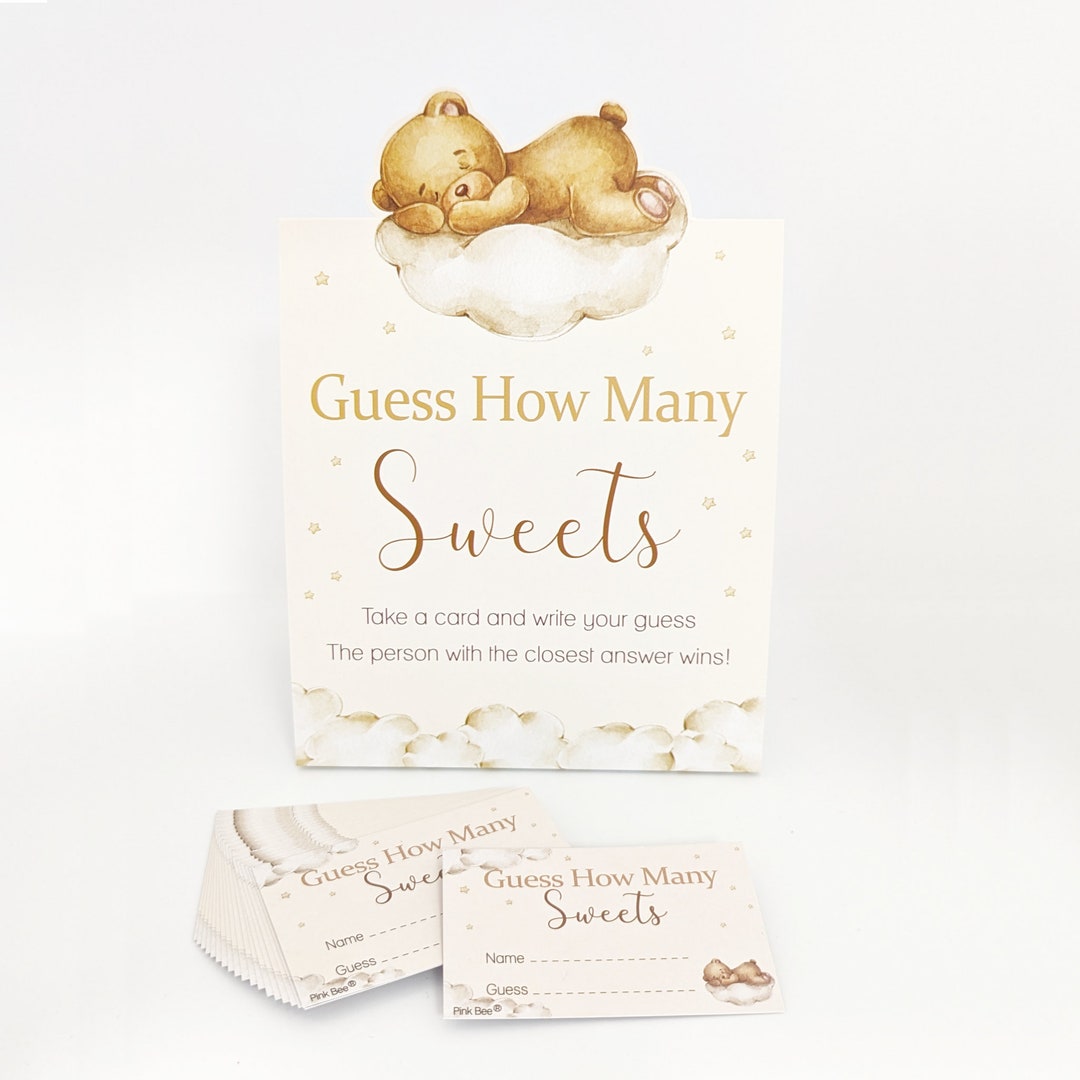 Baby Shower Game Guess the Sweets in Teddy Bear Theme up to 40 Guests ...