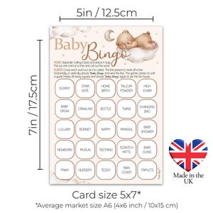 Baby Shower Bingo Game in a Teddy Bear Theme 10 - 40 Players - Etsy UK