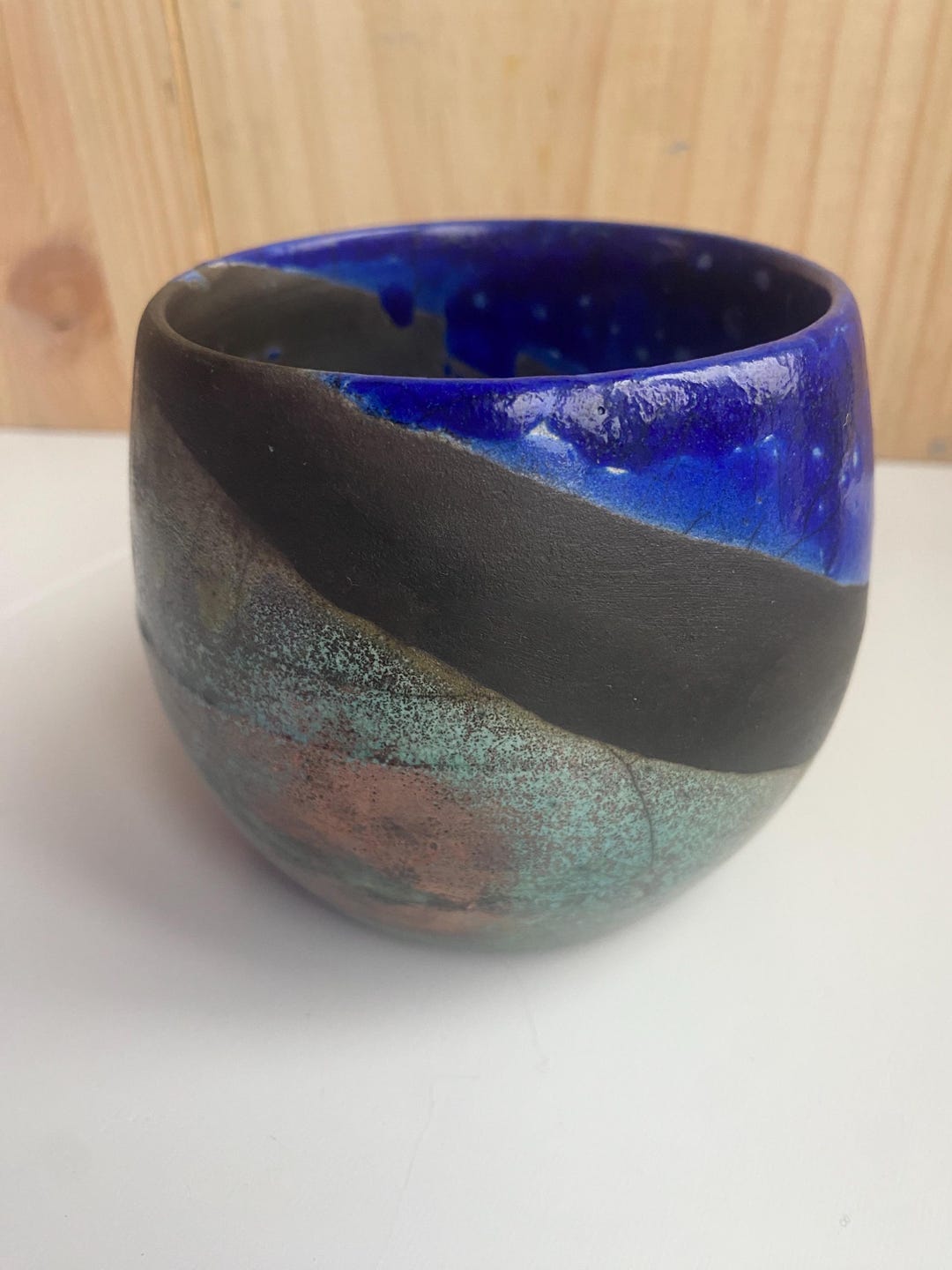Japanese-inspired Raku-fired Bowl | Dark Blue Glazing and Reduction ...