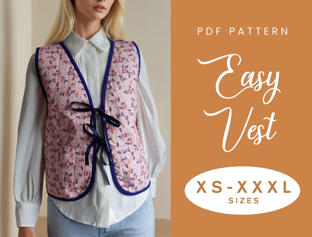 Vest Sewing Pattern | XS-XXXL | Instant Download | Easy Digital PDF ...