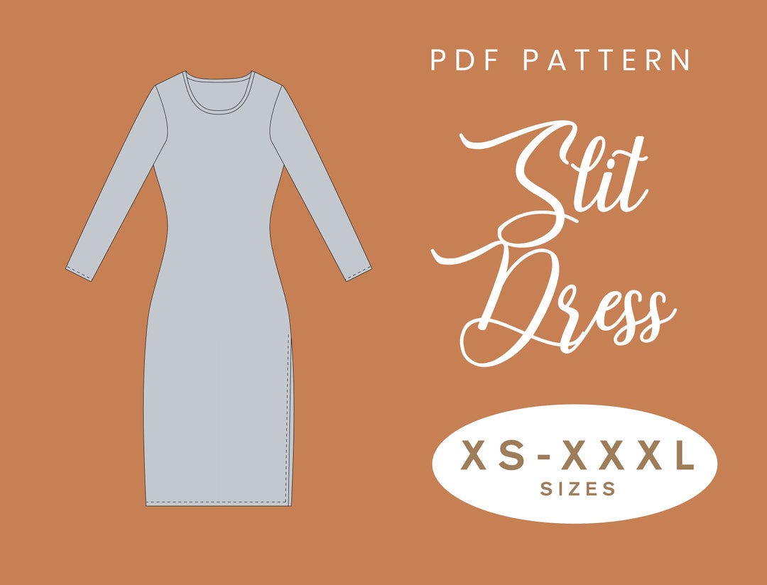 Side Slit Dress Sewing Pattern XS-XXXL Cosy Knit Sleeved - Etsy