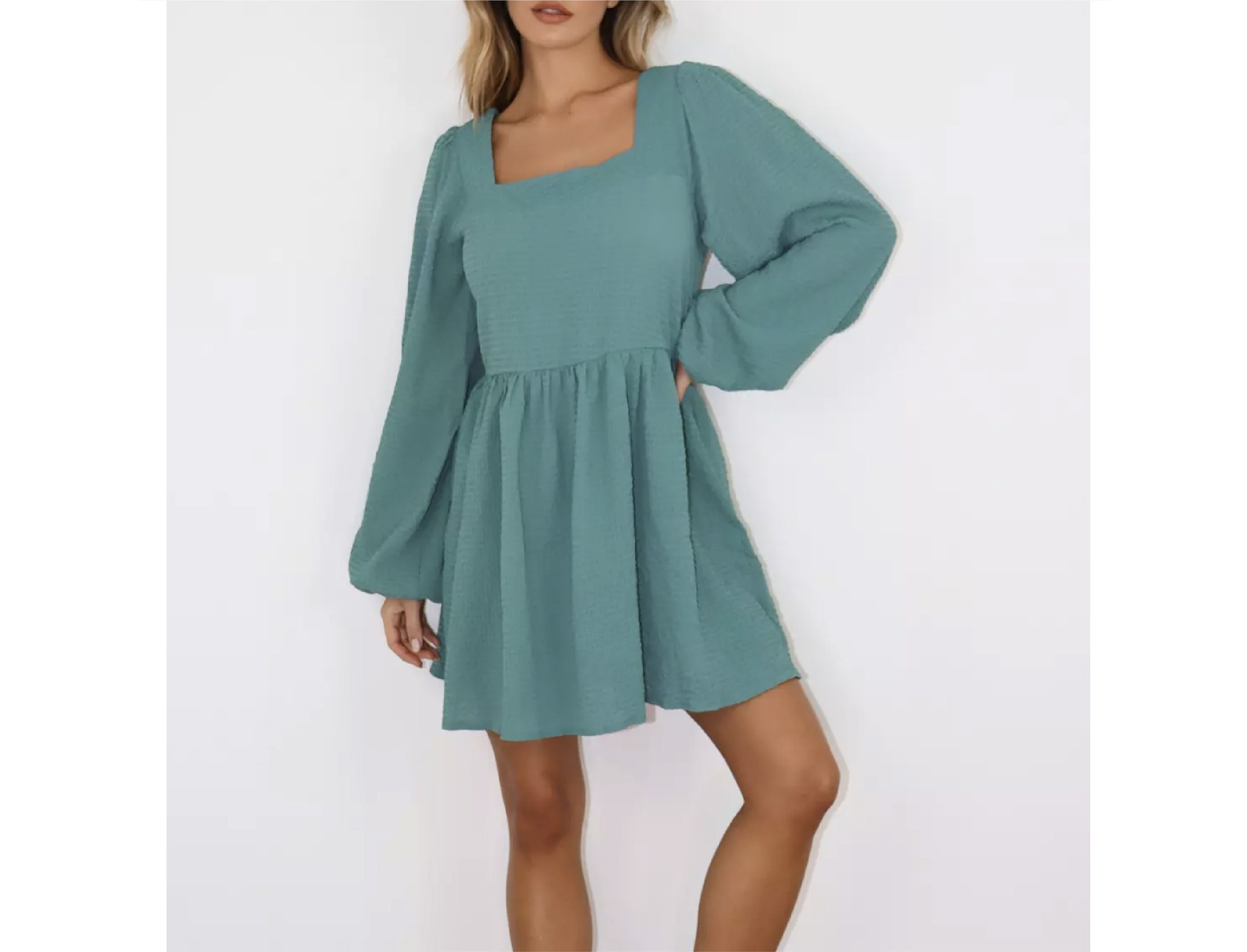 Smock Dress Sewing Pattern Square Neckline Gathered Skirt - Etsy