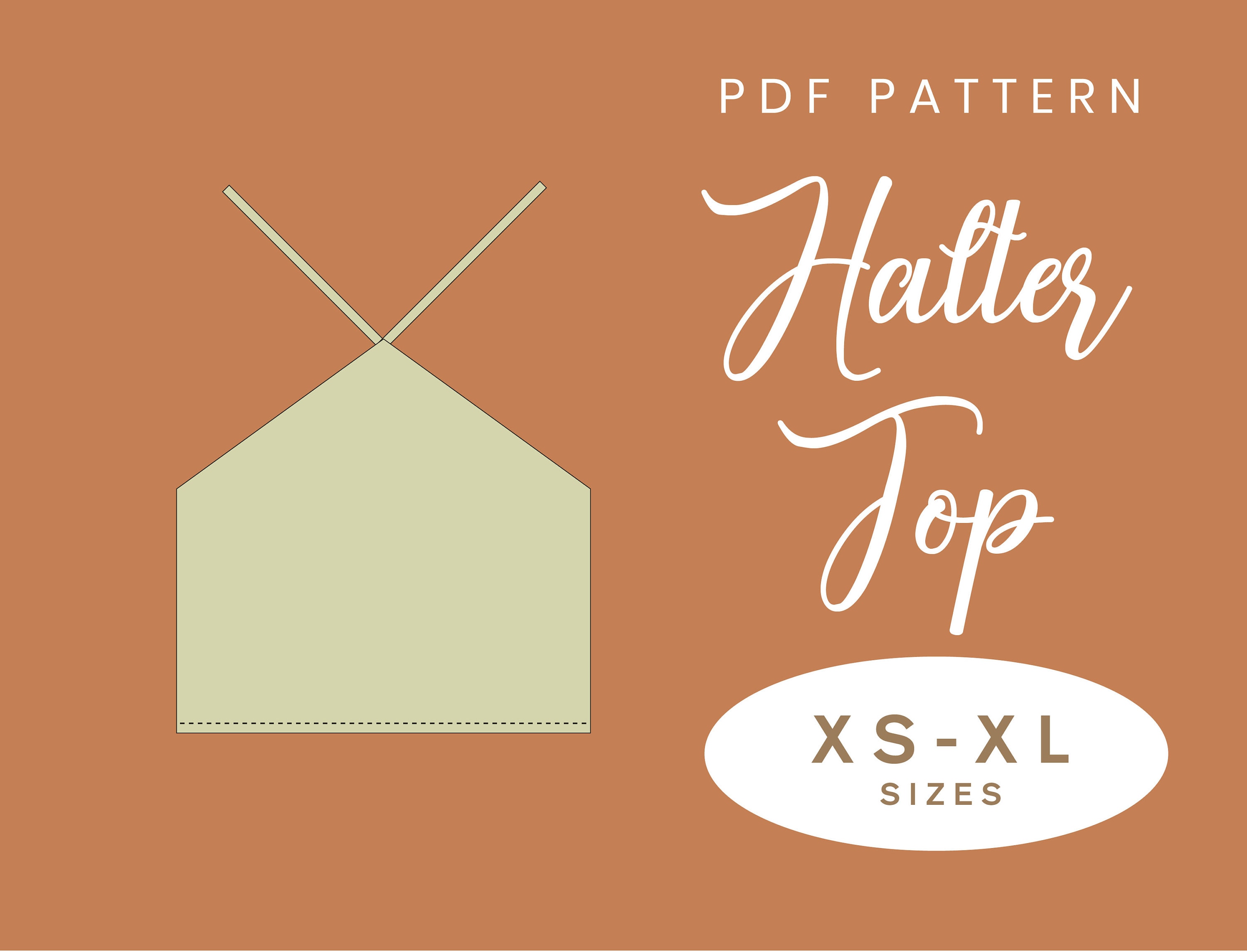 Halter Crop Top Sewing Pattern | XS-XL | Instant Download | Easy ...