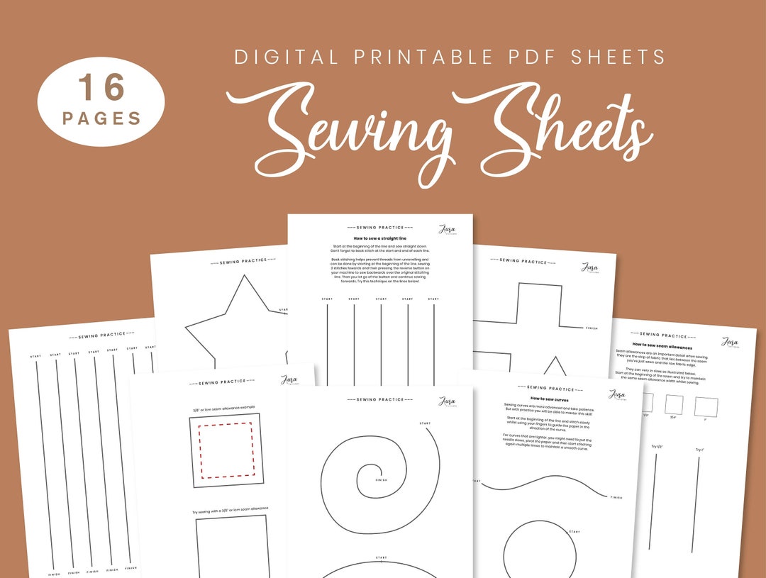 Sewing Practise Sheets | Paper Sewing Sheets | Learn to Sew | A4 & US ...