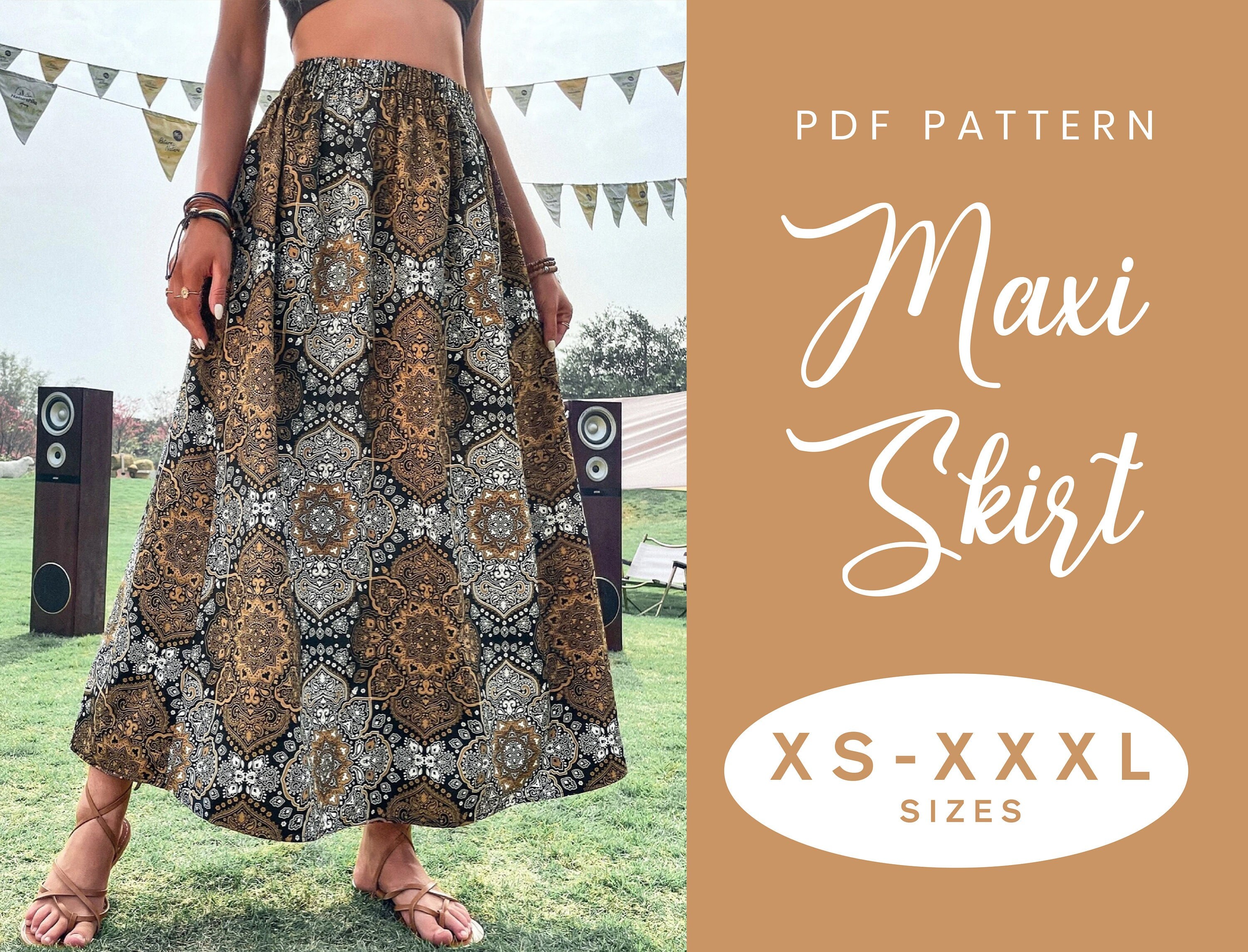 Maxi Skirt Sewing Pattern XS-XXXL Instant Download Easy - Etsy