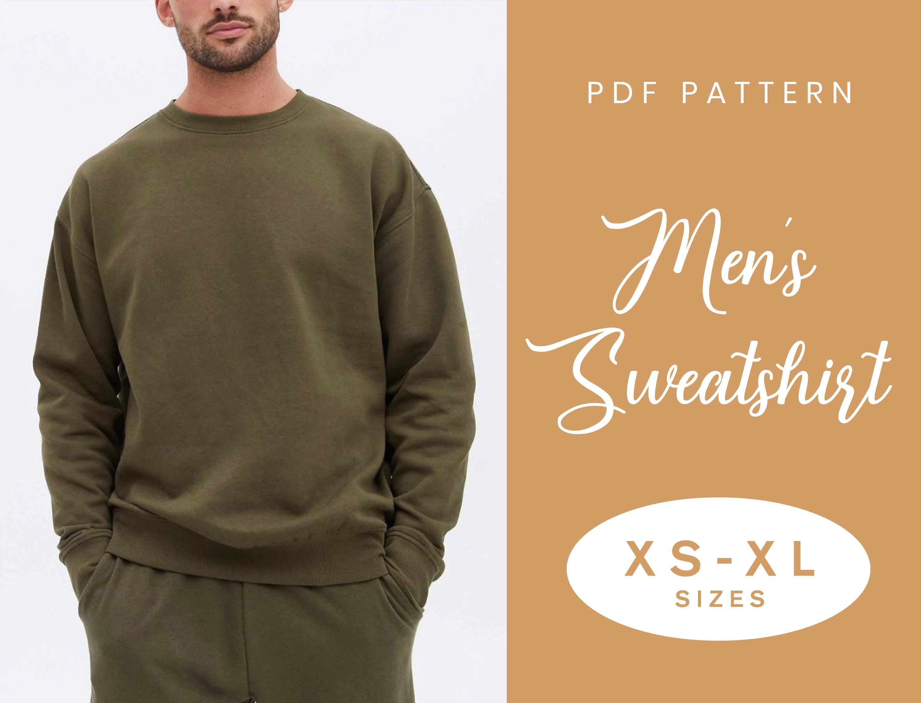 Mens Sweatshirt Sewing Pattern XS-XL Instant Download | Etsy