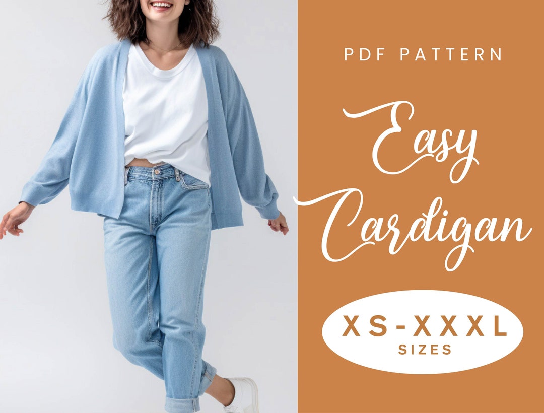 Easy Cardigan Sewing Pattern | XS-XXXL | PDF Instant Download | Women's ...