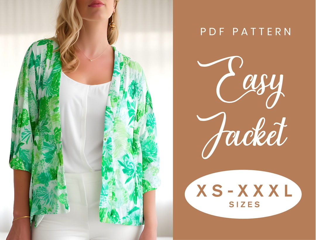 Summer Jacket Sewing Pattern | XS-XXXL | Instant Download | Easy ...