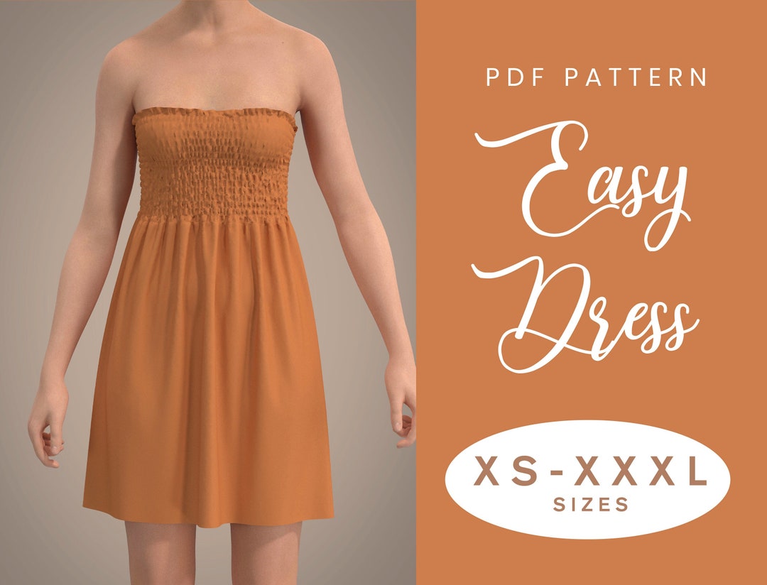 Shirred Summer Dress Sewing Pattern | XS-XXXL | Instant Download | Easy ...