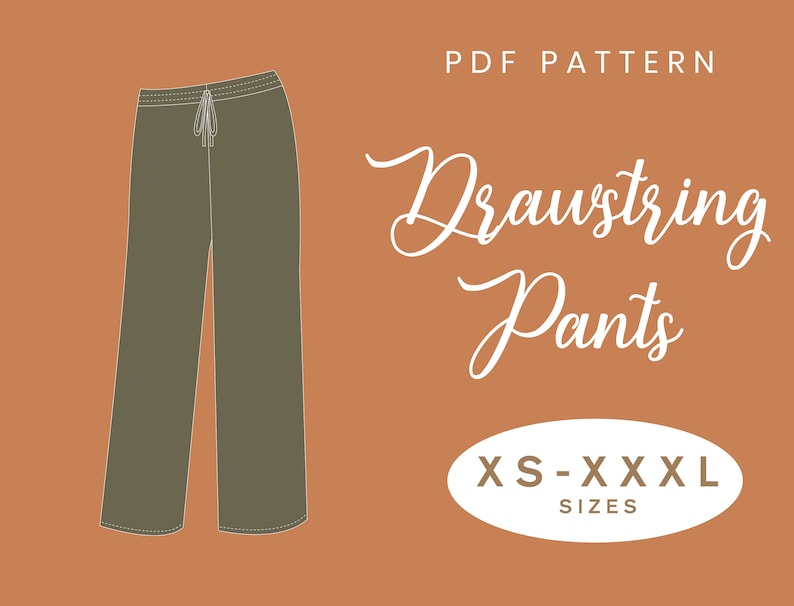 Drawstring Pant Sewing Pattern | XS-XXXL | Instant Download | Easy ...