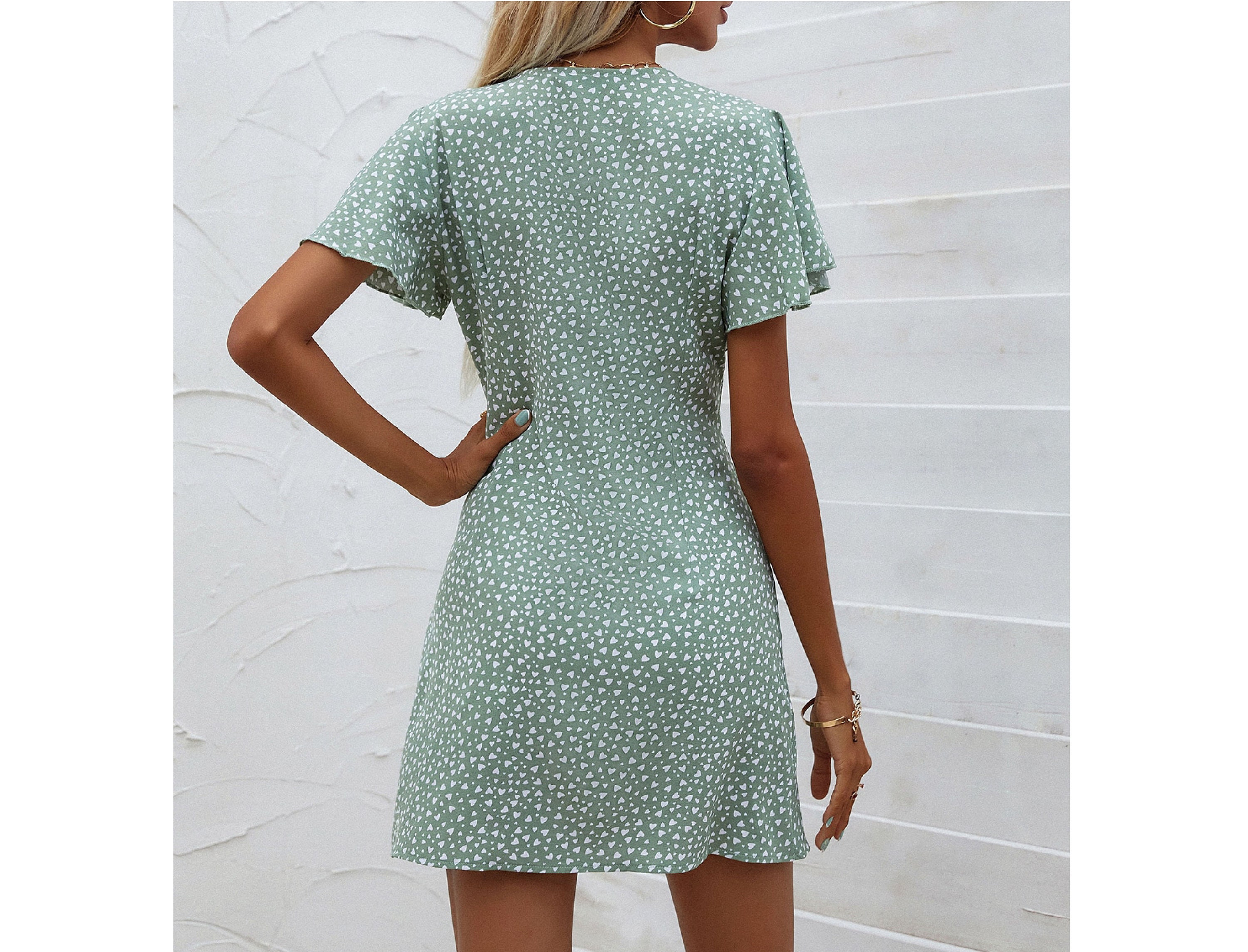 Button Front Dress Sewing Pattern Short Flutter Sleeves - Etsy