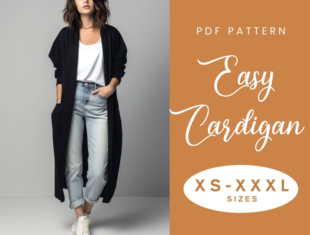 Easy Cardigan Sewing Pattern | XS-XXXL | PDF Instant Download | Women's ...
