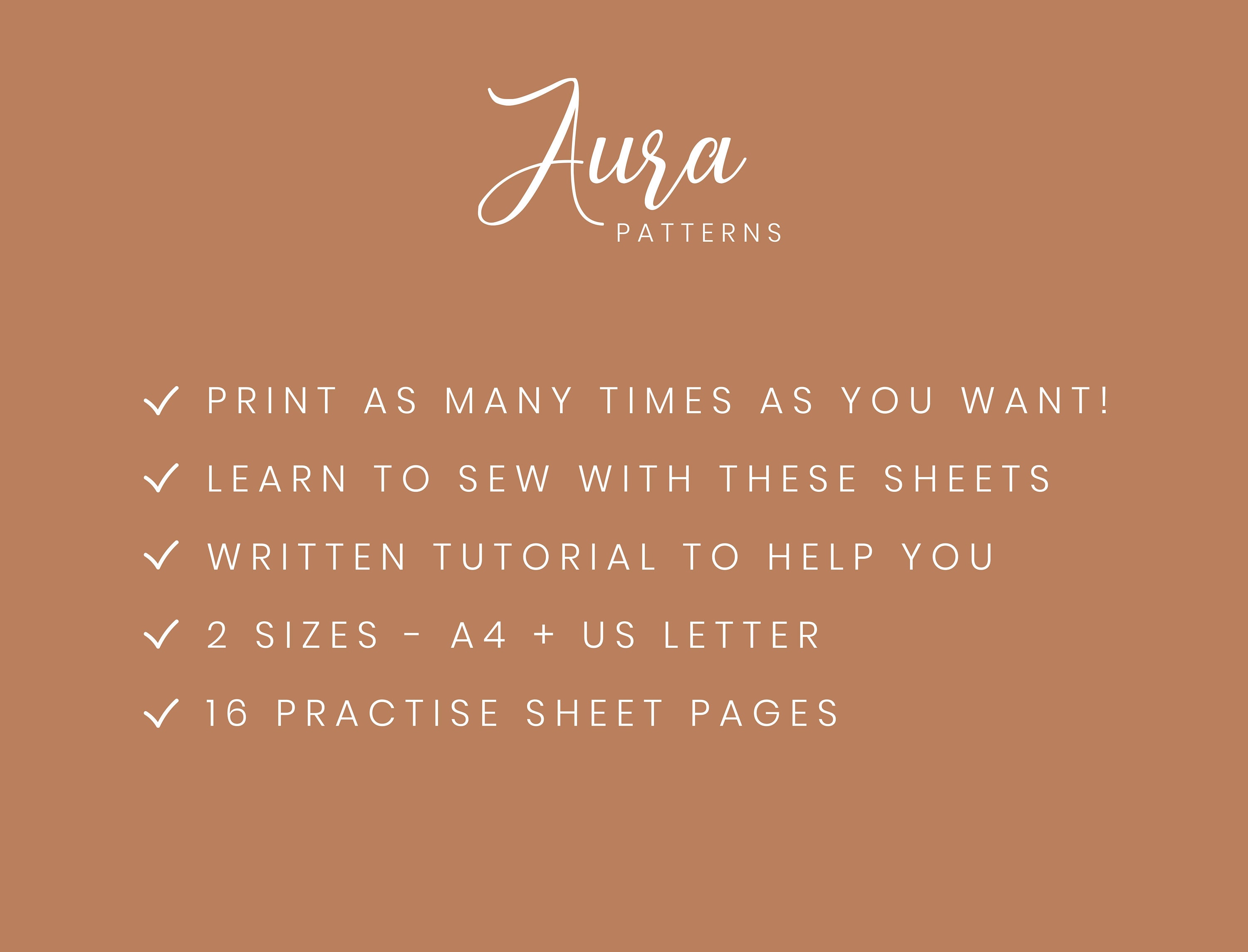 Sewing Practise Sheets | Paper Sewing Sheets | Learn to Sew | A4 & US ...