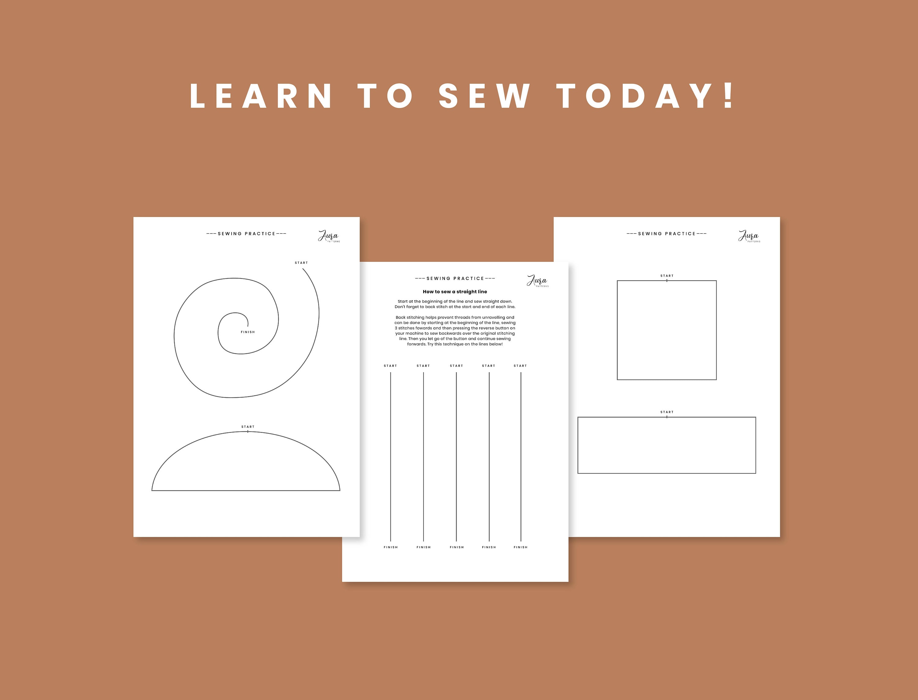 Sewing Practise Sheets | Paper Sewing Sheets | Learn to Sew | A4 & US ...