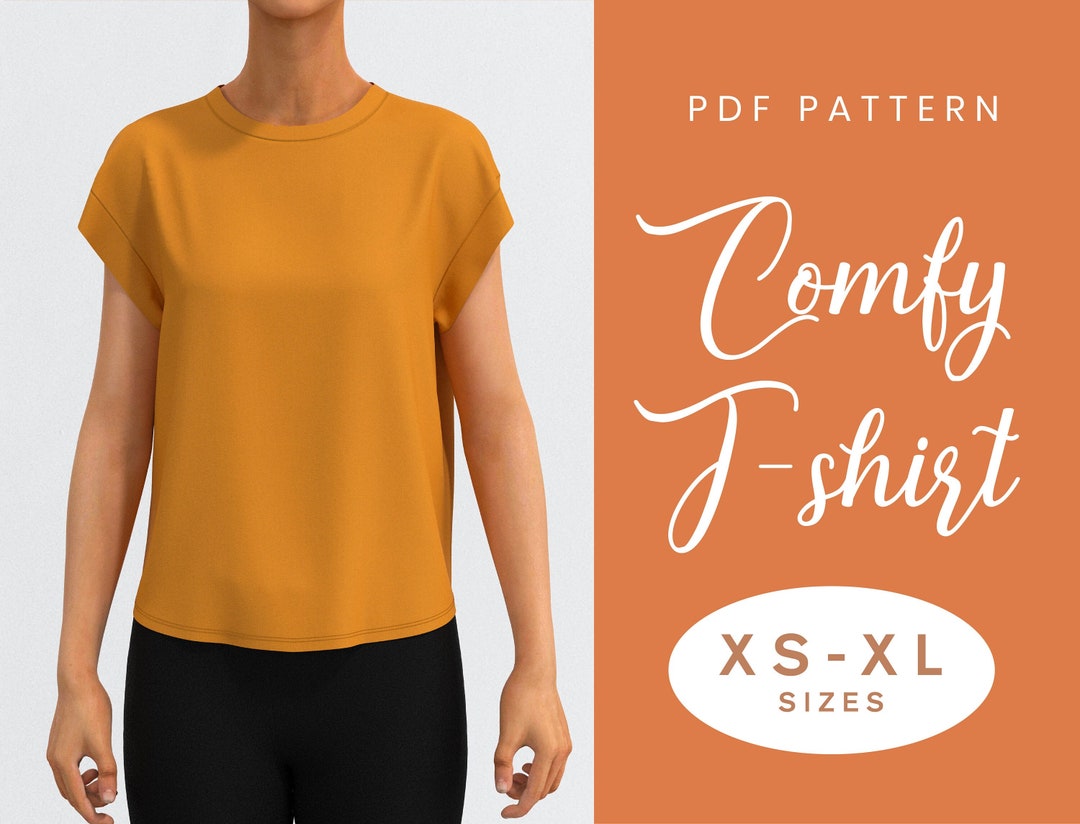 Comfy T-shirt Women's Sewing Pattern | XS-XL | Dropped Sleeves Loose T ...