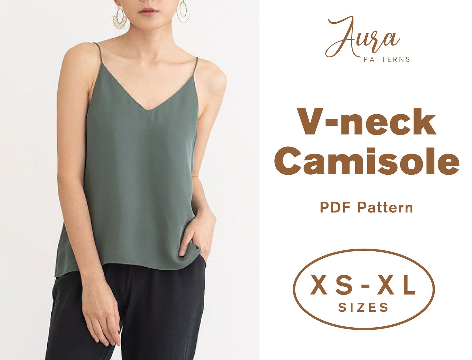 V-neck Camisole Sewing Pattern XS-XL Instant Download - Etsy