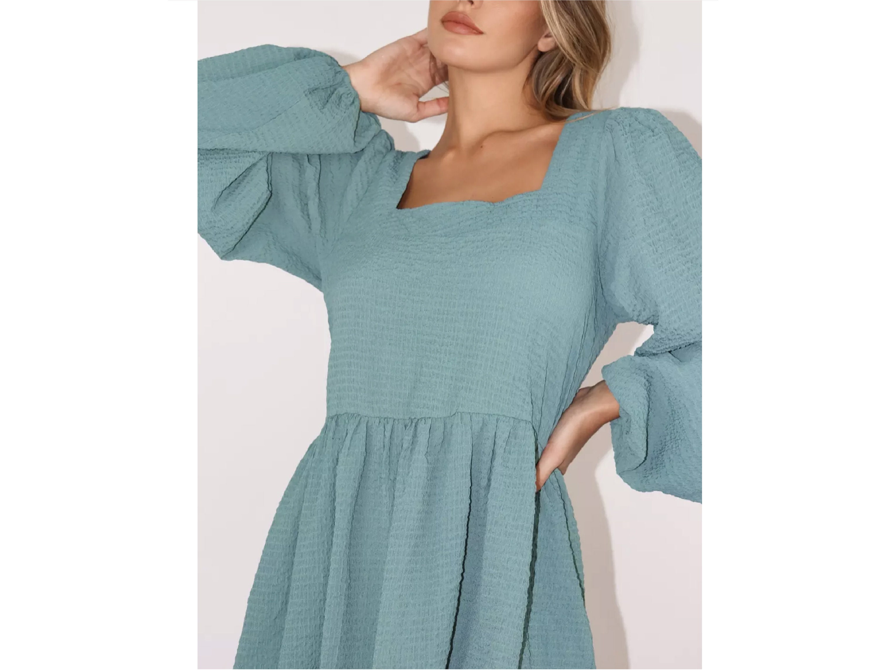 Smock Dress Sewing Pattern Square Neckline Gathered Skirt - Etsy