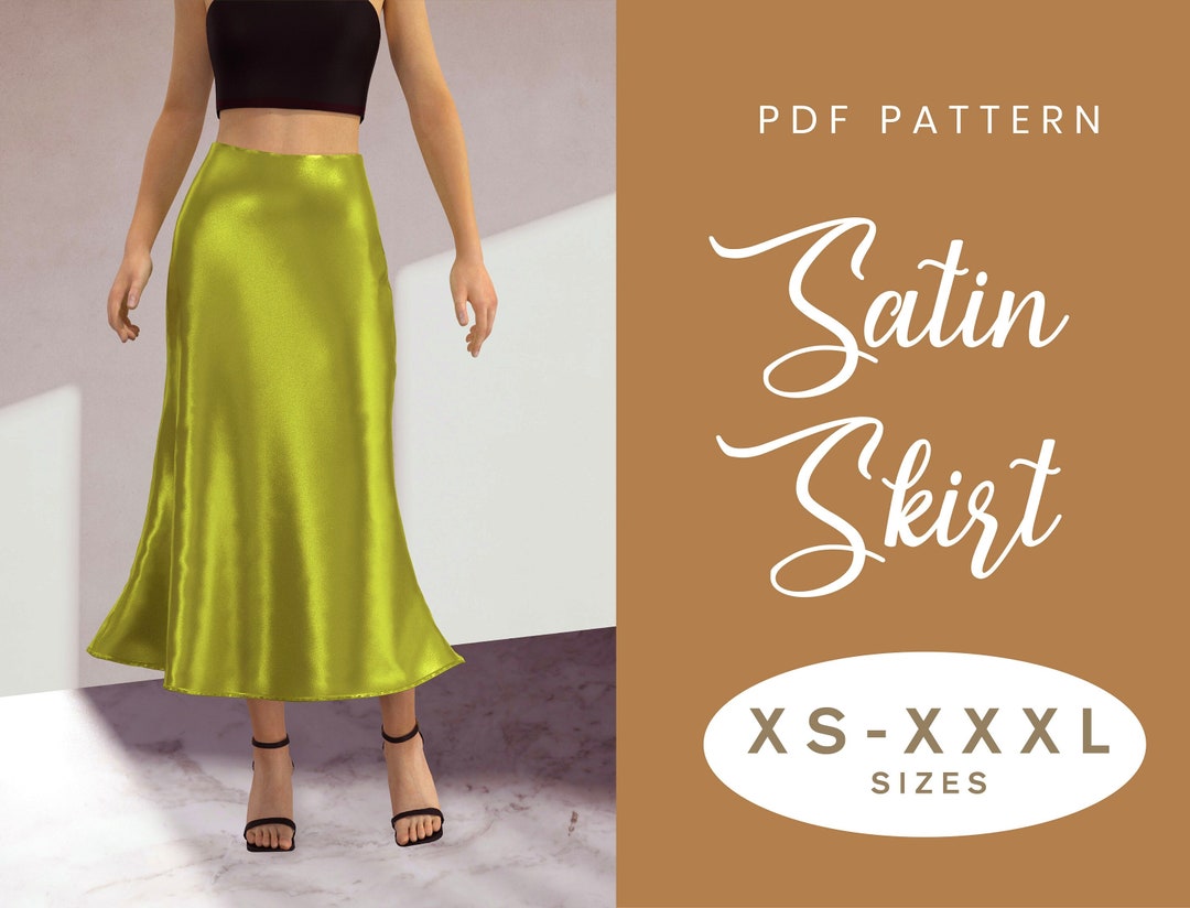 Satin Skirt Sewing Pattern | XS-XXXL | Instant Download | Easy Digital ...